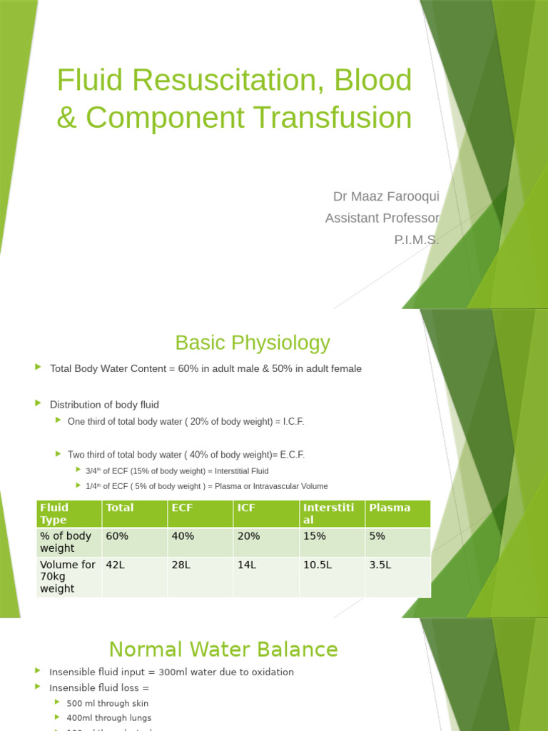 Fluid Resusscitation and Blood Transfusion | PDF | Blood Transfusion ...