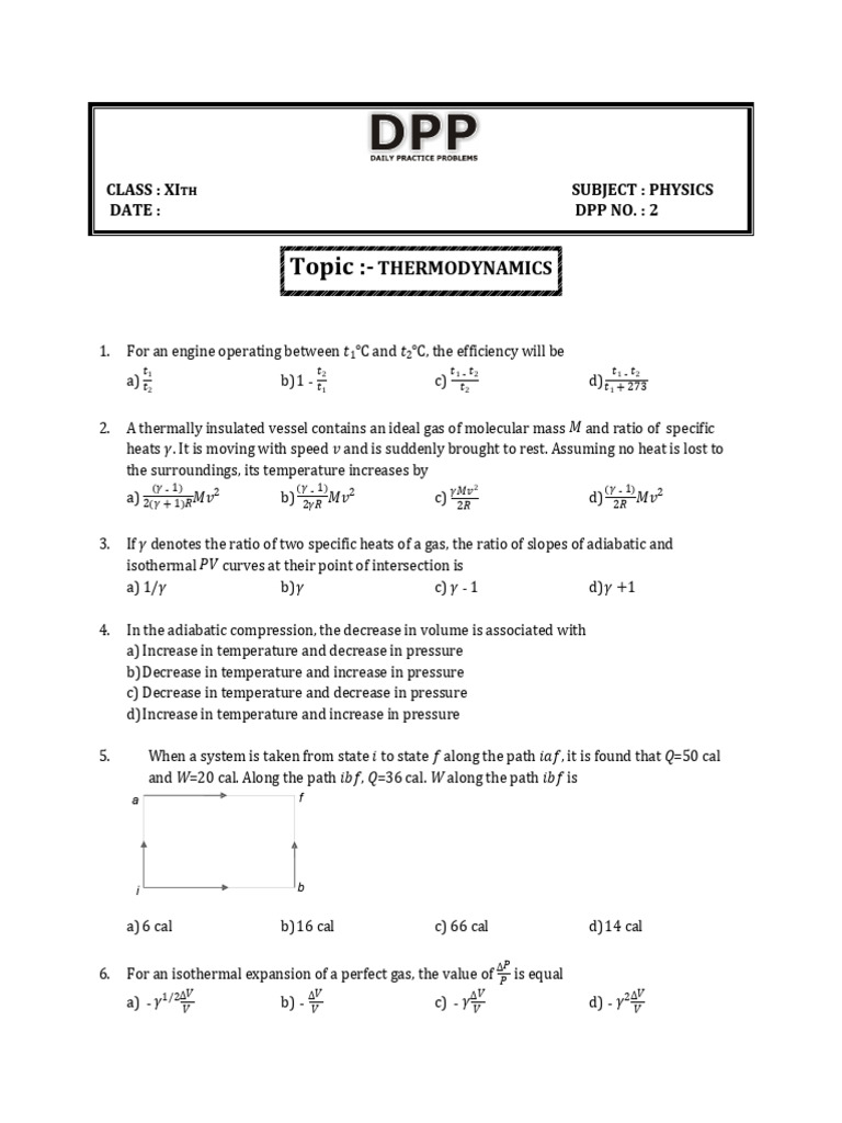DPP - 2 | PDF | Gases | Heat