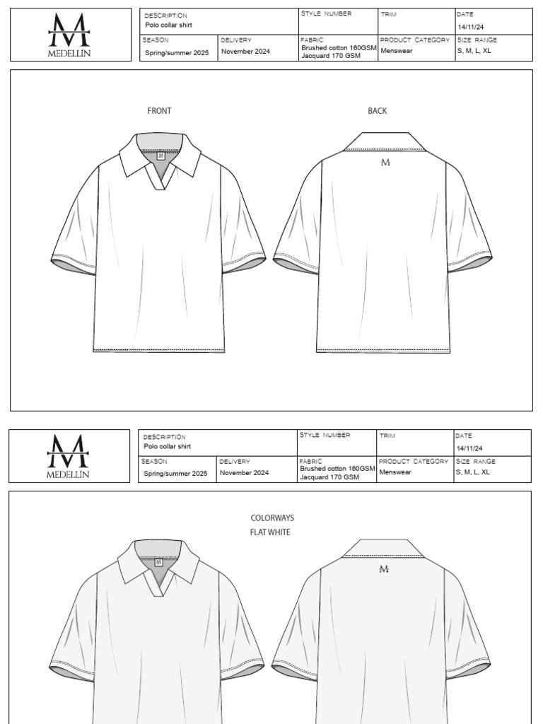 Polo Collar Shirt Techpack | PDF | Shirt | Textiles