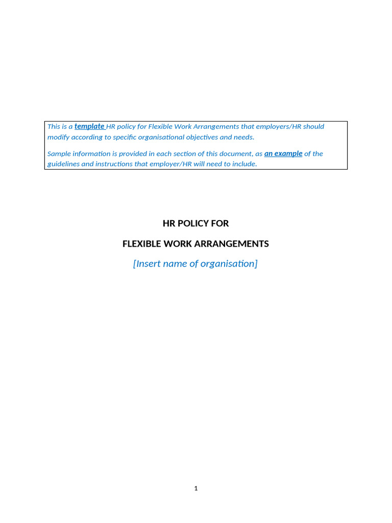 Flexible Work Arrangements HR Policy | PDF | Employment | Policy