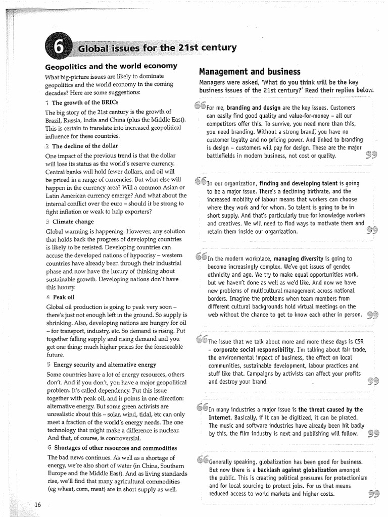 Business Vocabulary - Global Issues For The 21st Century | PDF