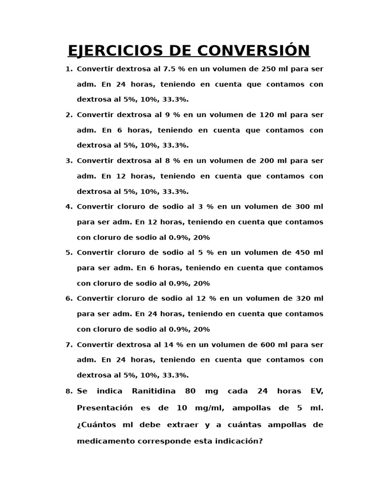 Ejercicios de Conversion 1 | PDF