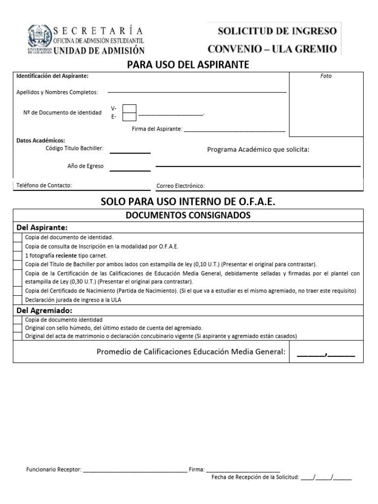 Solicitud Convenio ULA-Gremios | PDF | Documento de identidad ...