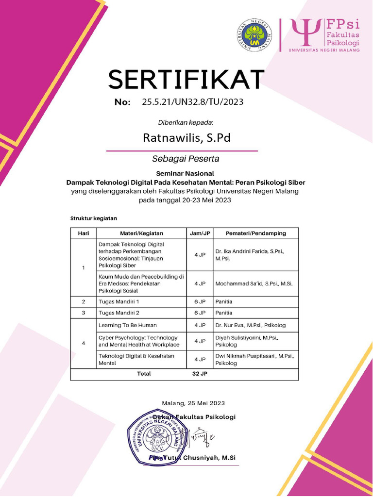 Sertifikat Ratnawilis | PDF