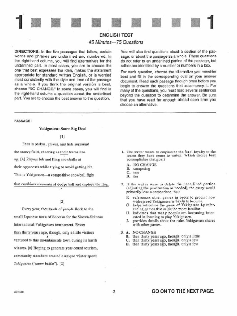 ACT (C02) English | PDF