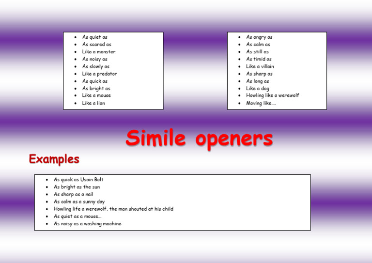 Simile Openers | PDF | Mystery, Thriller & Crime Fiction | Poetry