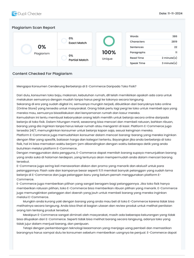 Duplichecker Plagiarism Report | PDF