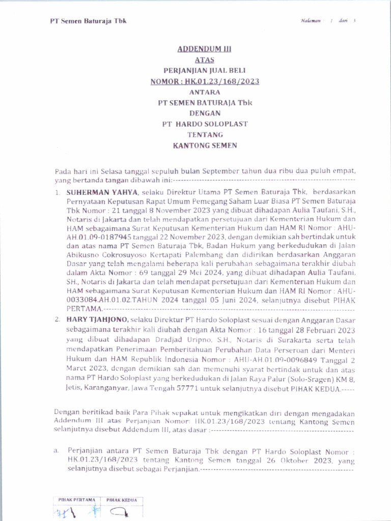 Add III Kantong Semen - PT Hardo Soloplast | PDF