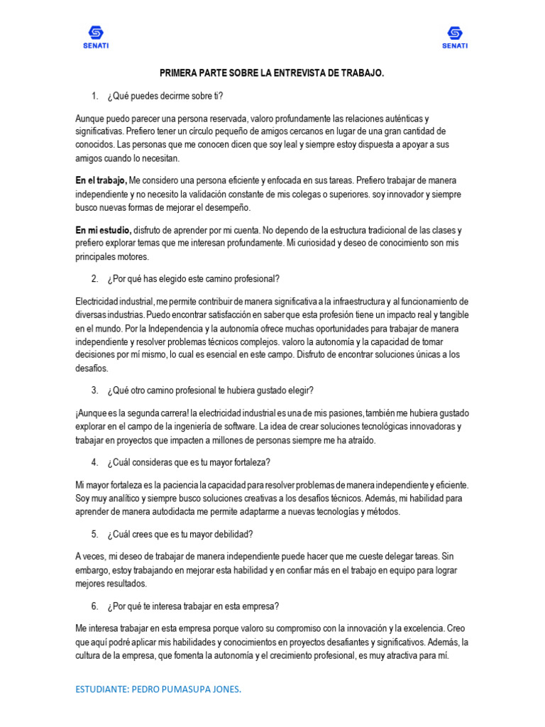 PDF.6. Preguntas Sobre Le Entrevista de Trabajo | PDF | Business ...