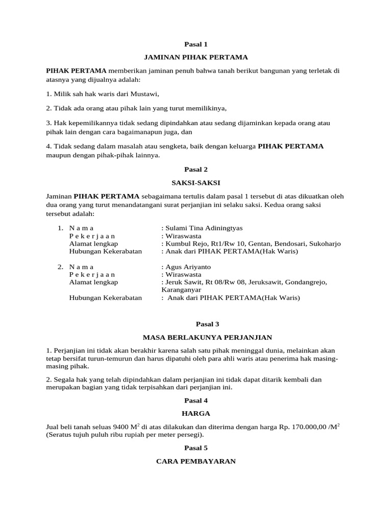 Pasal 1 Perjanjian | PDF | Politik | Ilmu Sosial