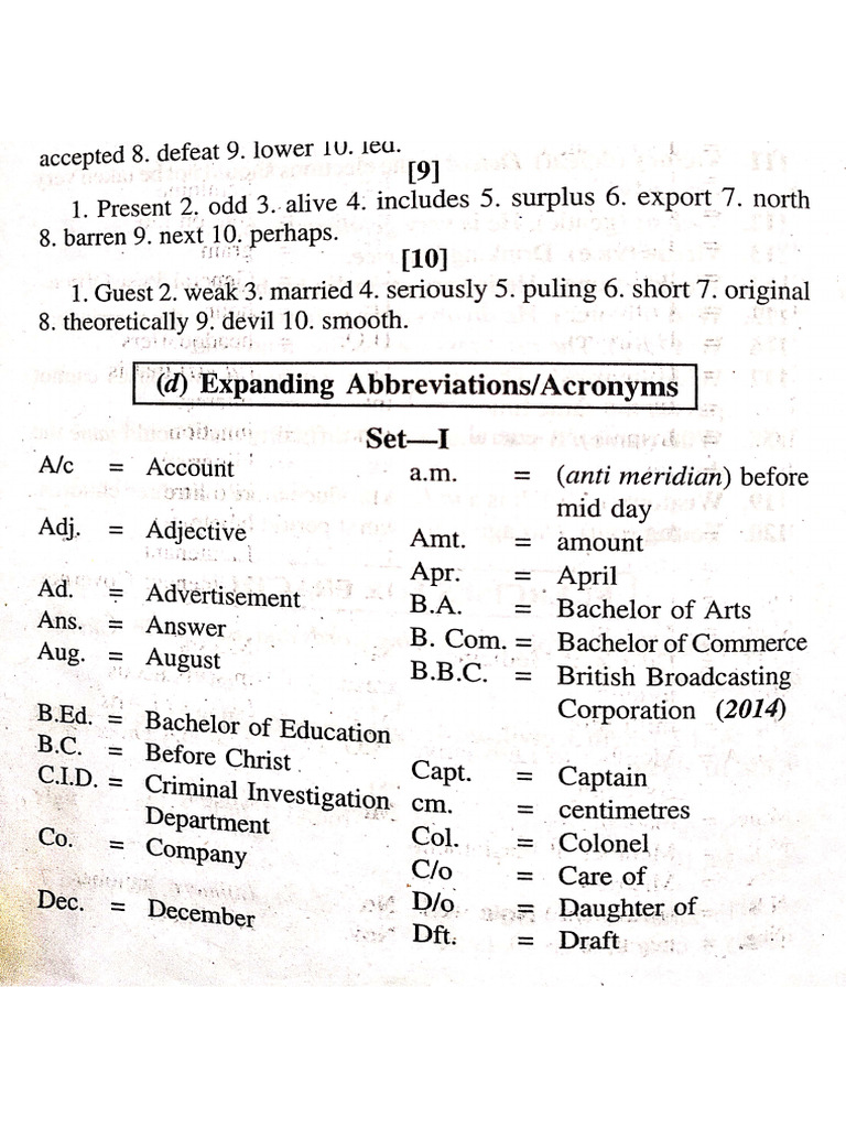 Abbreviations Set-1 | PDF