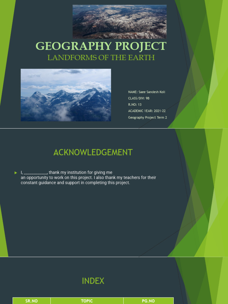 Landforms of the Earth: Class 9 Project | PDF | Mountains | Plateau