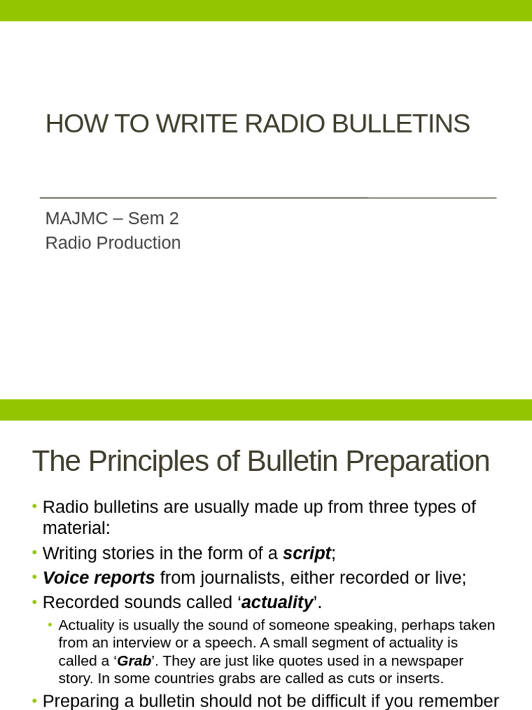 Crafting Effective Radio Bulletins | PDF | News | Human Communication