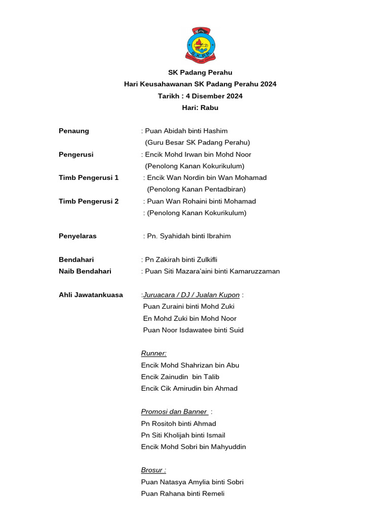 AJK Hari Keusahawanan 2024 | PDF