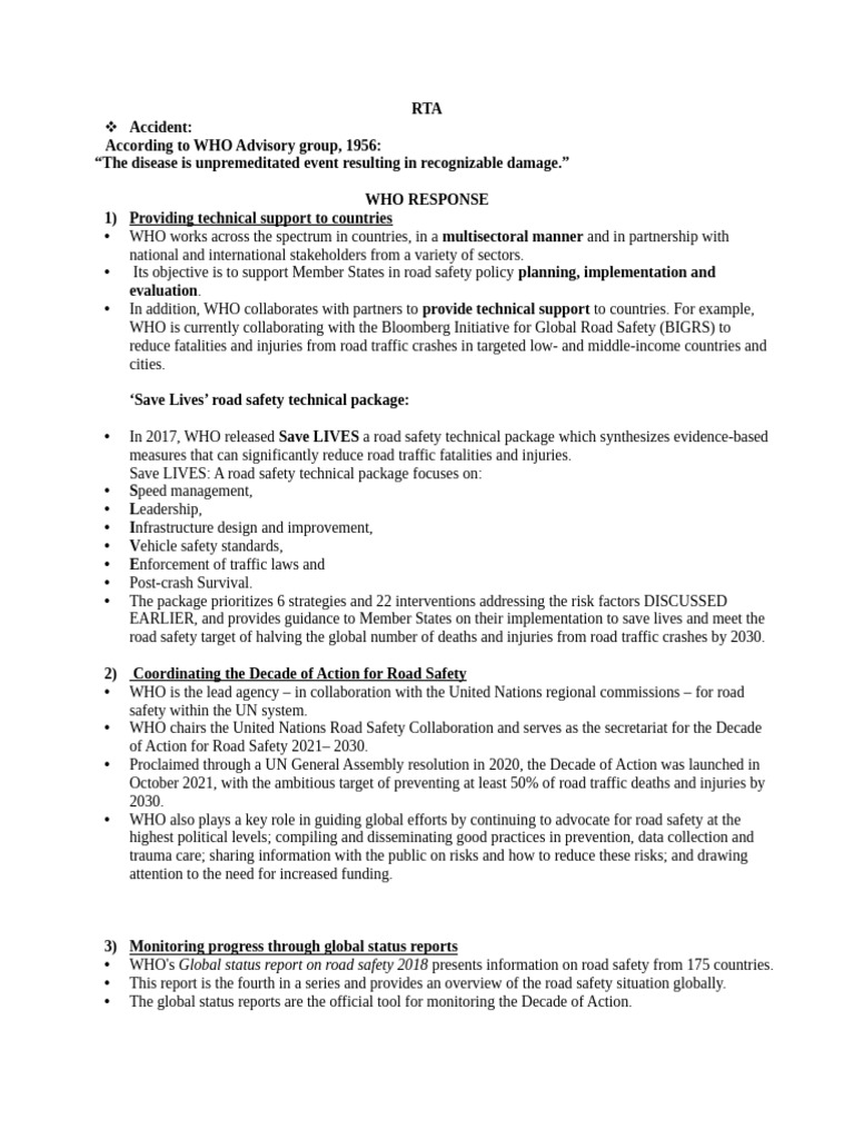 Rta | PDF | Road Traffic Safety | World Health Organization