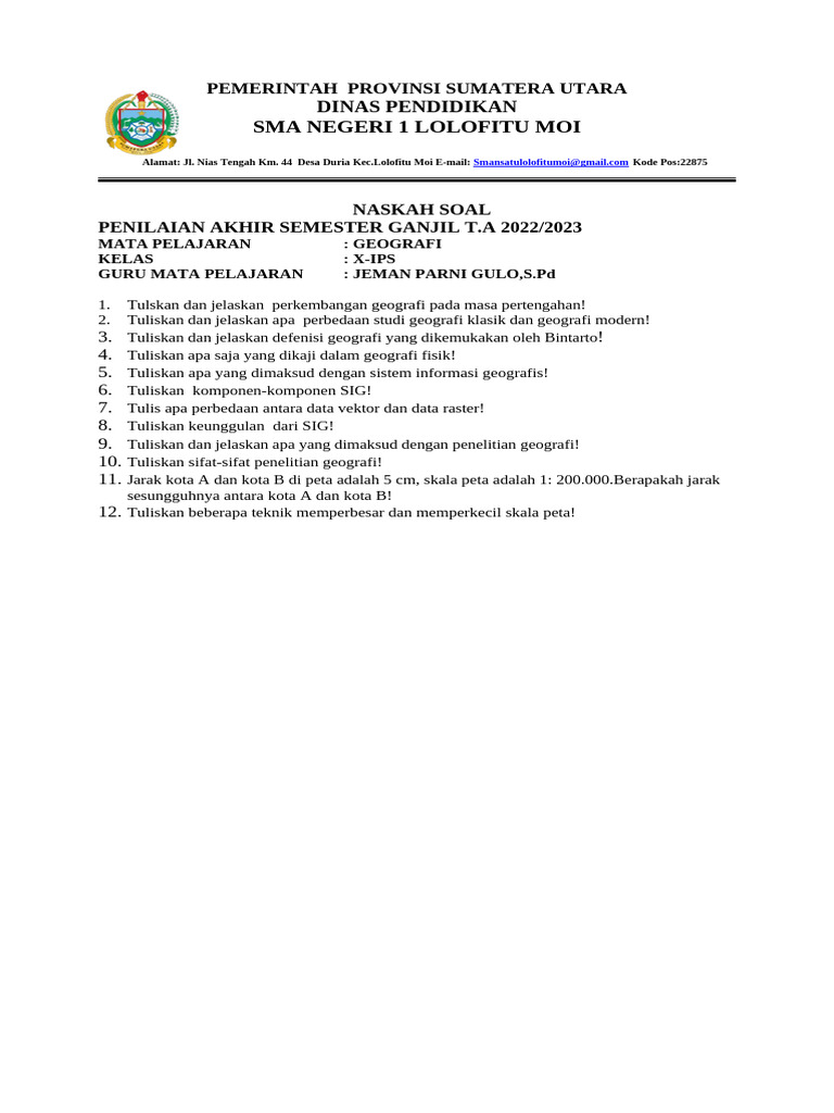 Format Naskah Soal | PDF