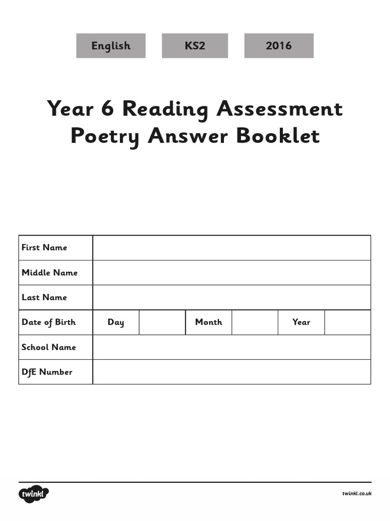 Y6 Term 2 Reading Assessment Answer Booklet | PDF | Language Arts & Discipline
