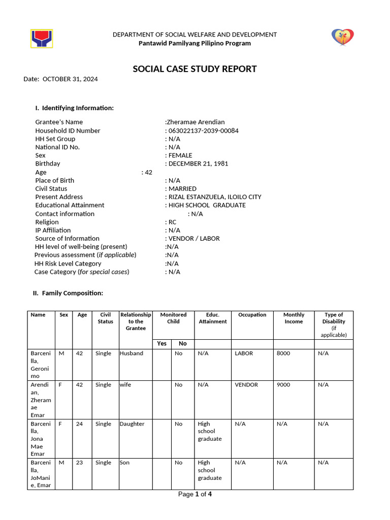 SOCIAL CASE STUDY REPORT - Level 12 | PDF | Psychological Resilience | Social Psychology