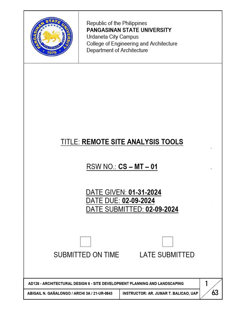 Ad126 Gañalongo Abigailn. CS MT 01 | PDF | Remote Sensing | Geographic Information System