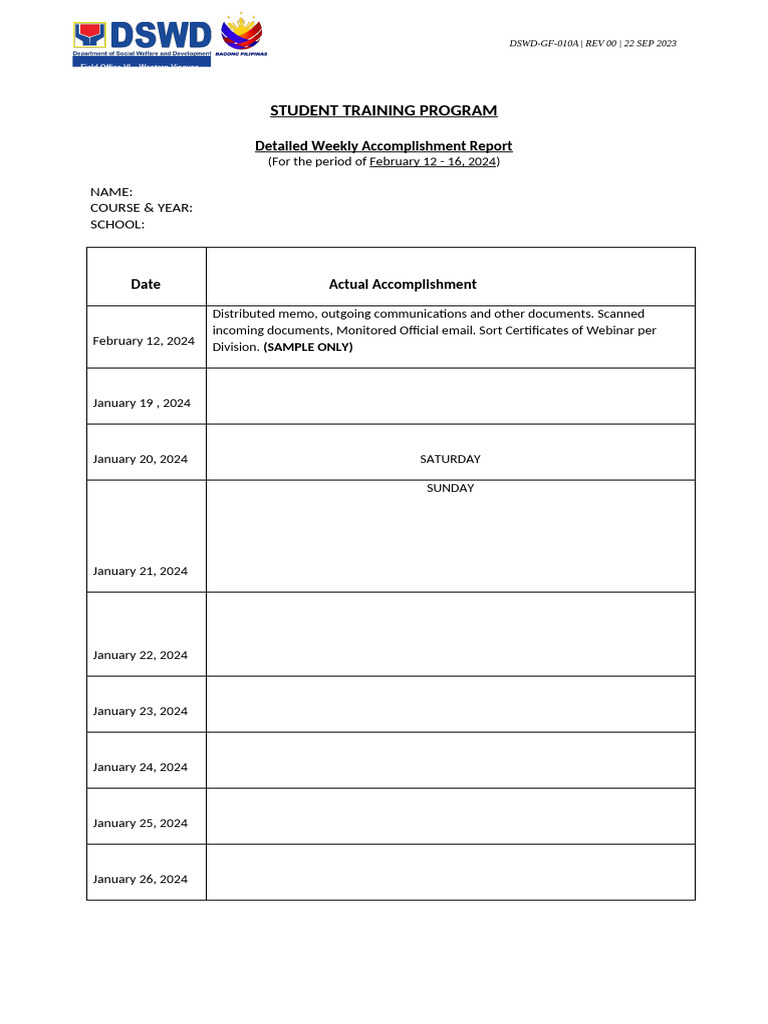 STP Accomplishment Report Template 2 | PDF