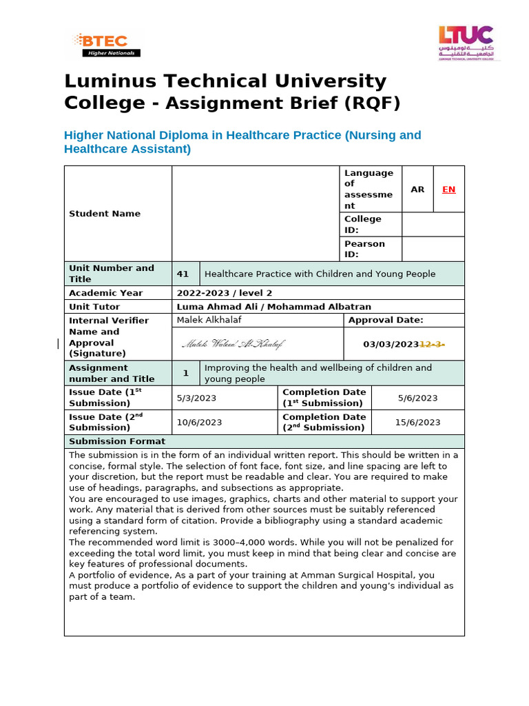 Unit 41 Approved Assignment | PDF | Health Care | Thought