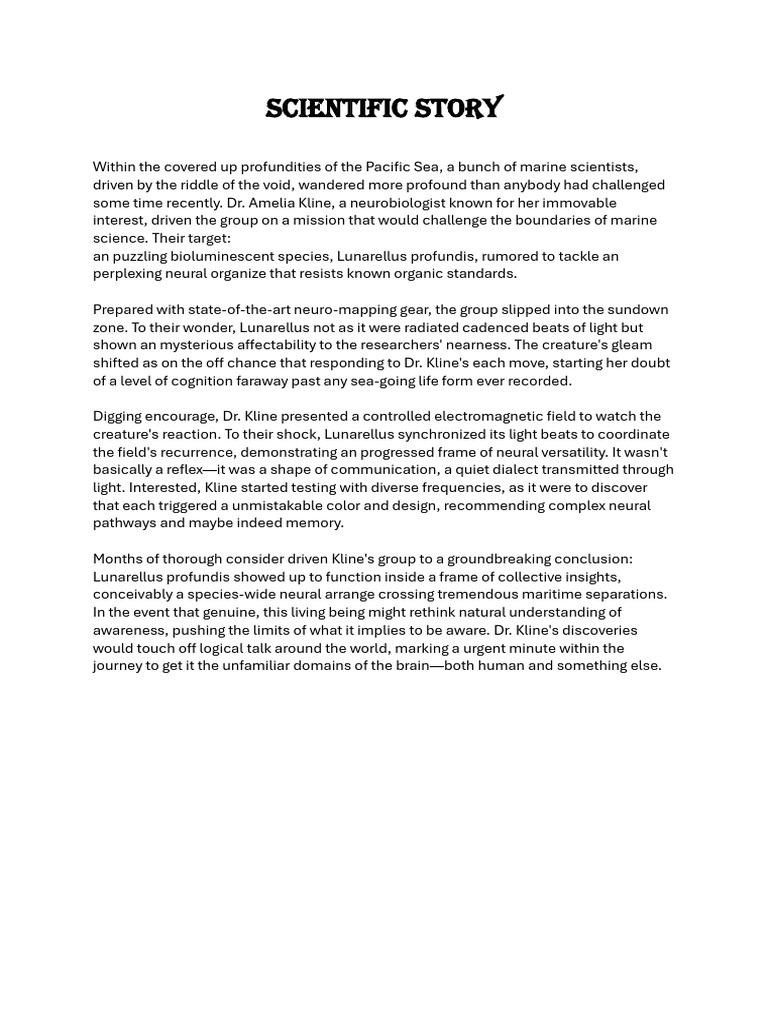 A Scientific Story | PDF