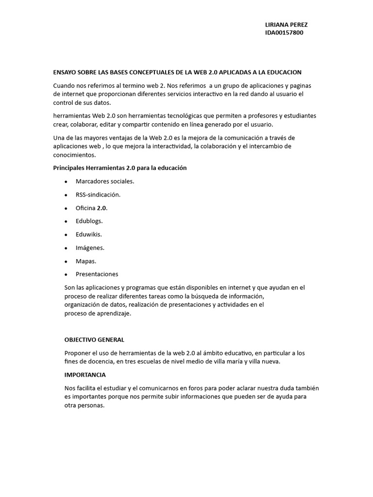 Ensayo Sobre Las Bases Conceptuales de La Web 2 | PDF | Ciencias sociales | Computadoras