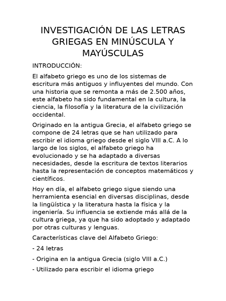 Letras Griegas | PDF | Alfabeto griego | Colación