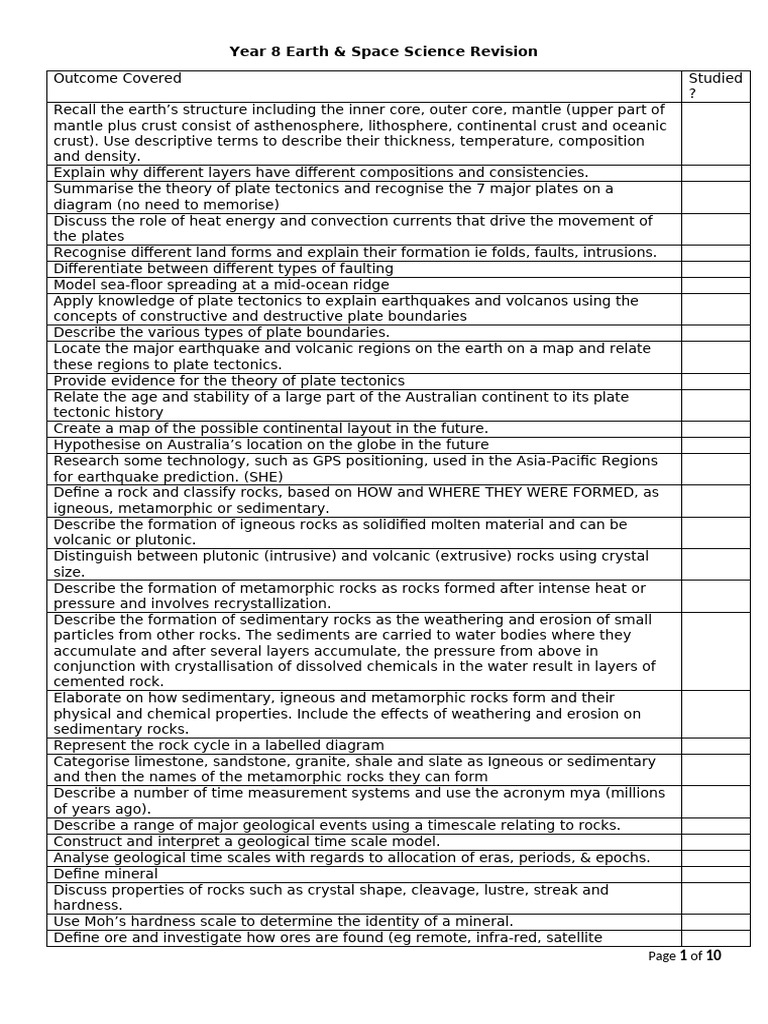 Revision Booklet - Revising | PDF | Plate Tectonics | Rock (Geology)