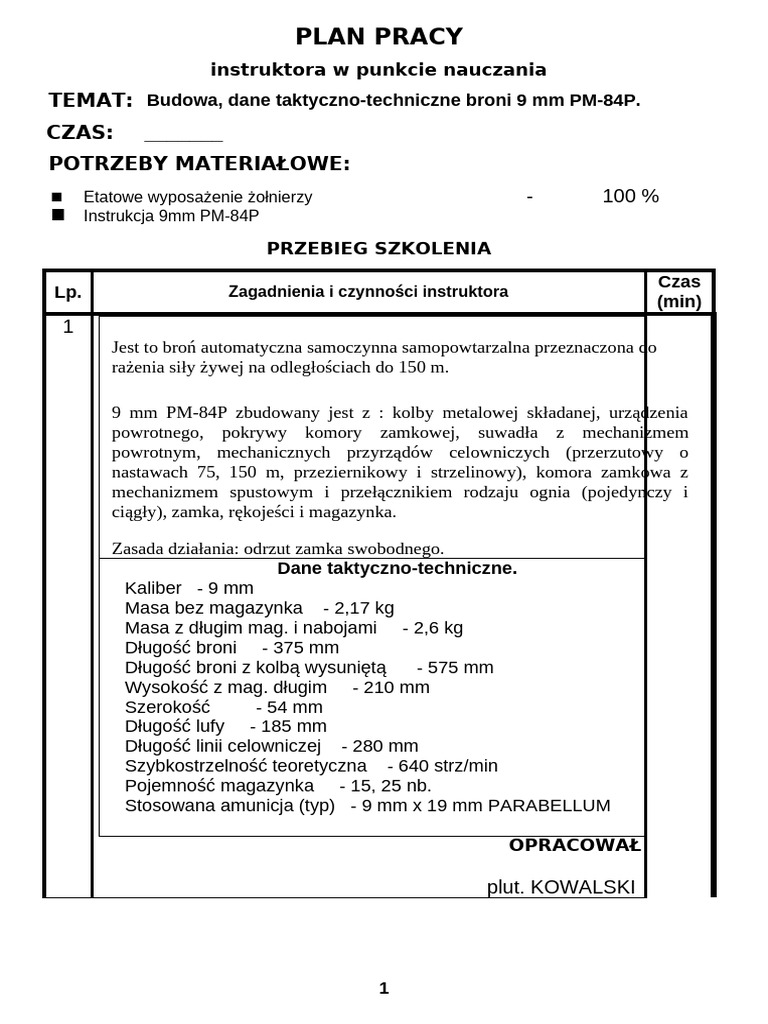 Budowa 9mm Pm-84 | PDF