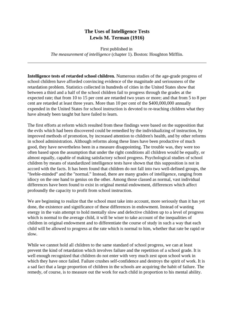 Understanding Intelligence Tests in Education | PDF | Intelligence ...