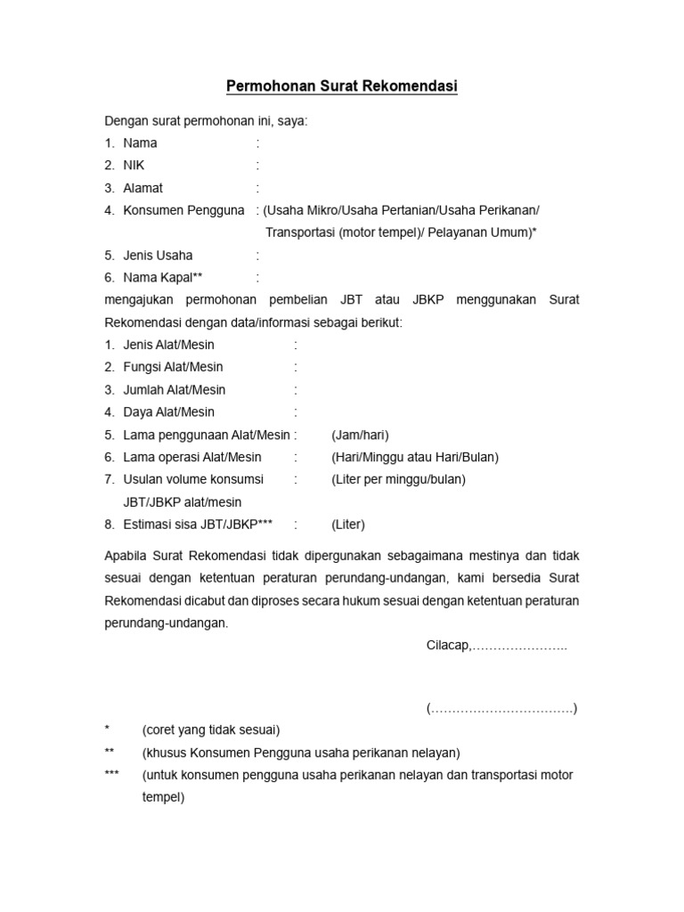 Surat Permohonan Rekom | PDF | Hukum