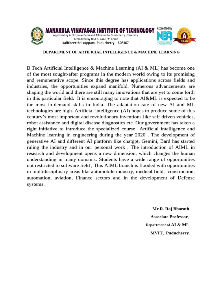 Dept of Aiml | PDF | Business | Computers