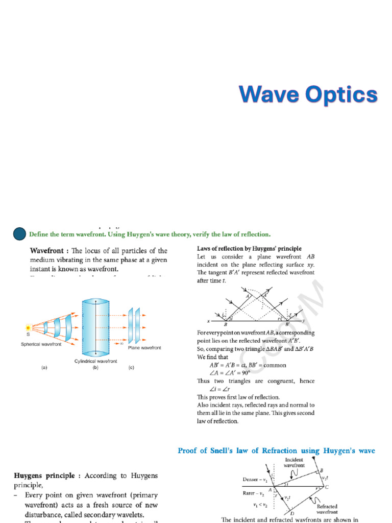 Wave Optics - Theory | PDF