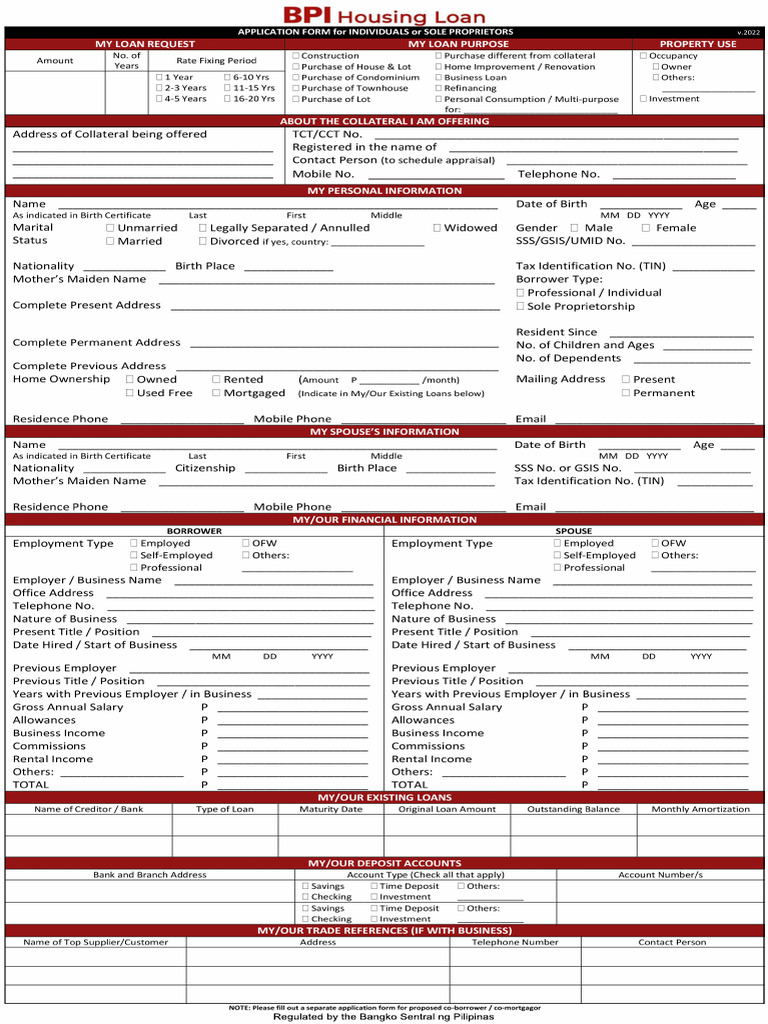 BPI App Forms - Individual | PDF