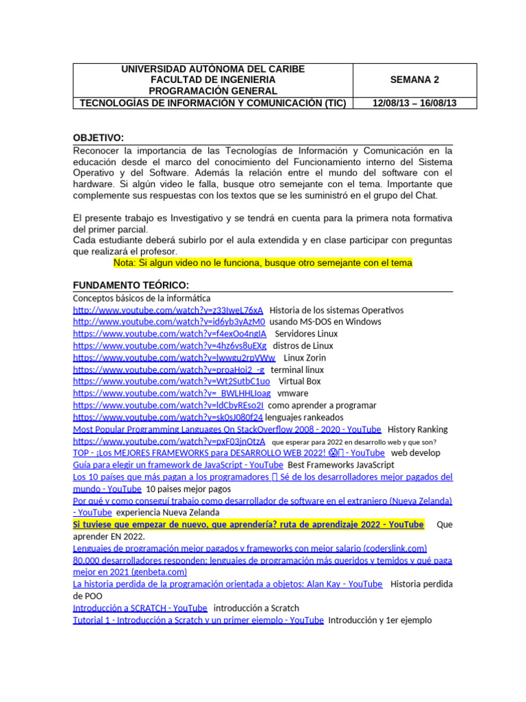 Taller 2 - Cuestionario Software - Sistemas Operativos - Programacion - Web | PDF | Lenguaje de ...