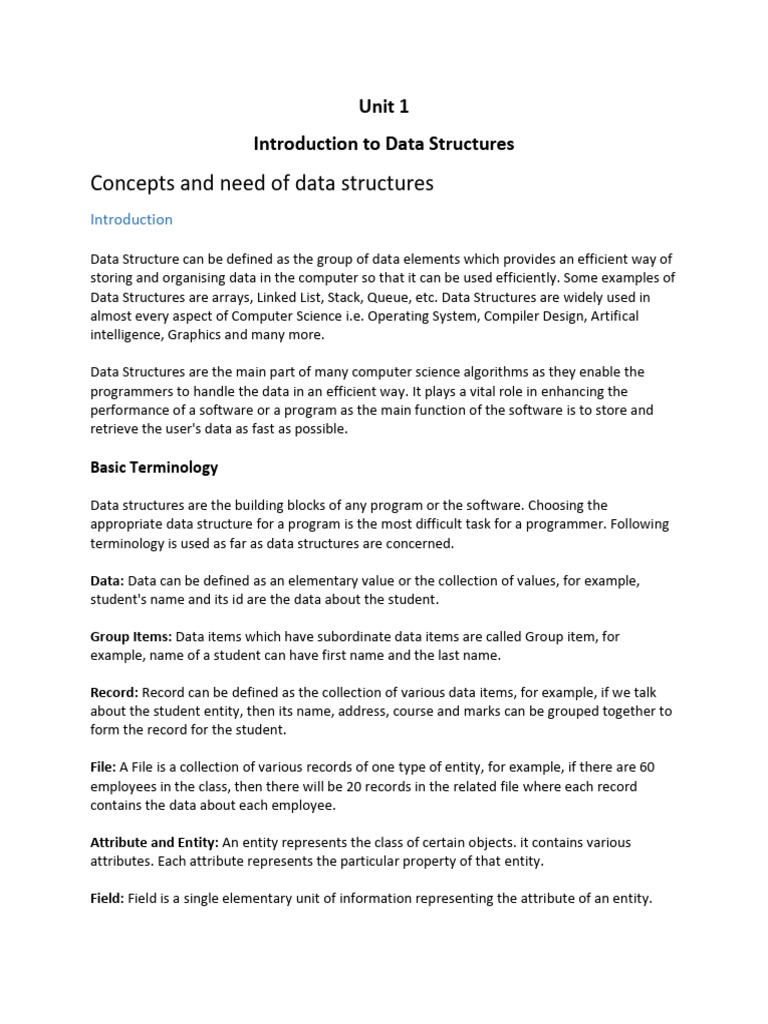 Unit 1 Pdf Data Structure Queue Abstract Data Type 6710