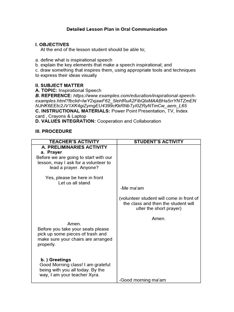 Xyra Final2 Detailed Lesson Plan | PDF | Behavior Modification | Cognition