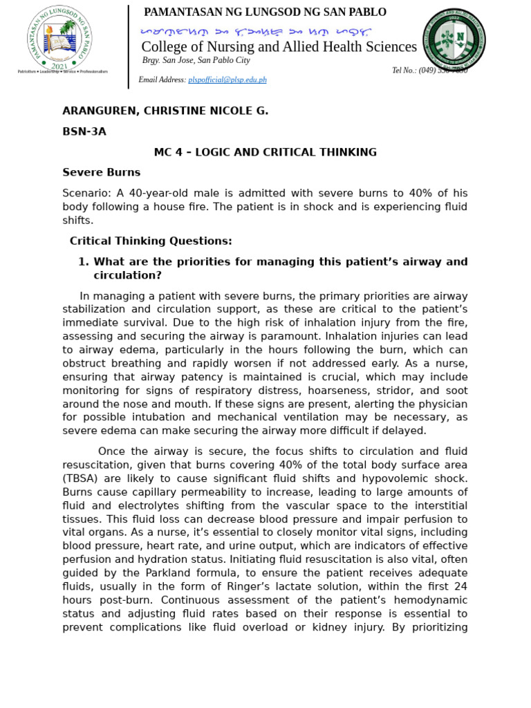 Activity 2 3A | PDF | Burn | Shock (Circulatory)