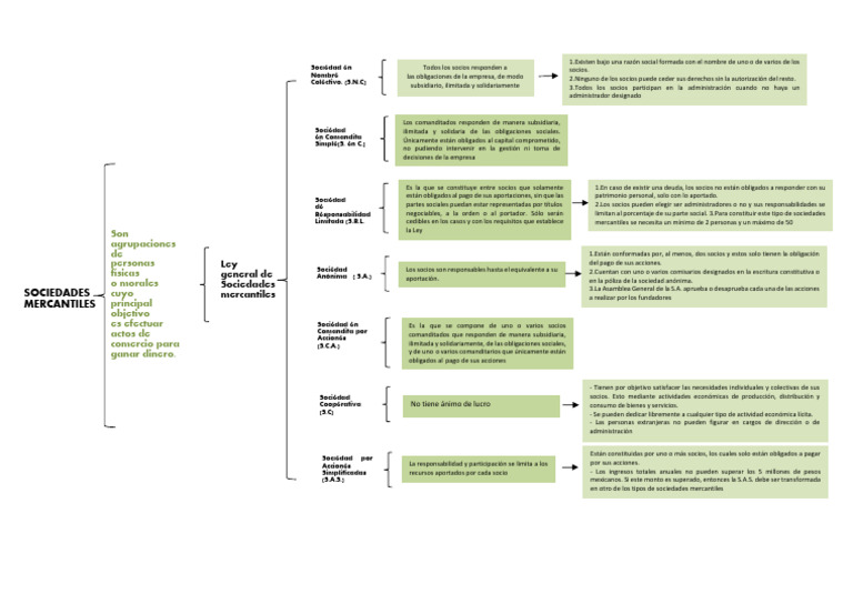 Cuadro Sinoptico de Las Sociedades Mercantiles | PDF | Business | Economias