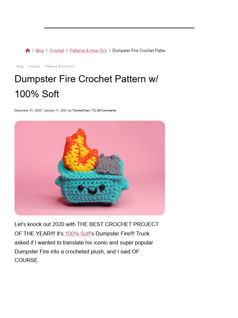 Dumpster Fire Crochet Pattern W - 100% Soft - Twinkie Chan Blog | PDF ...