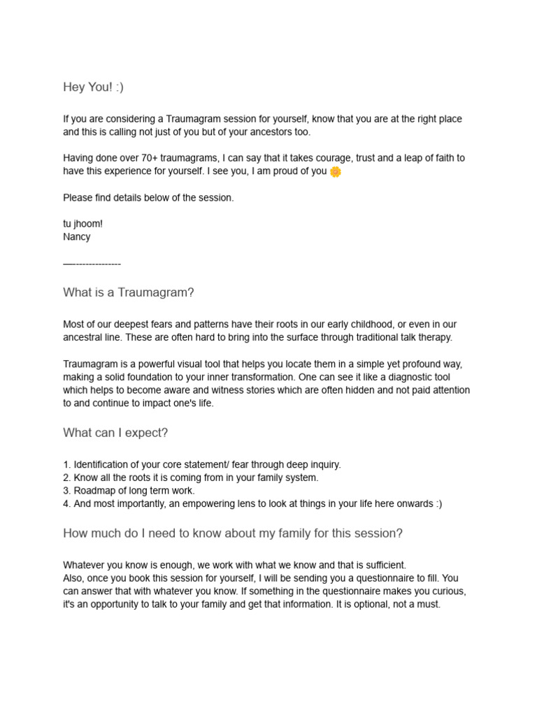 Discover Traumagram: Ancestral Healing Tool | PDF