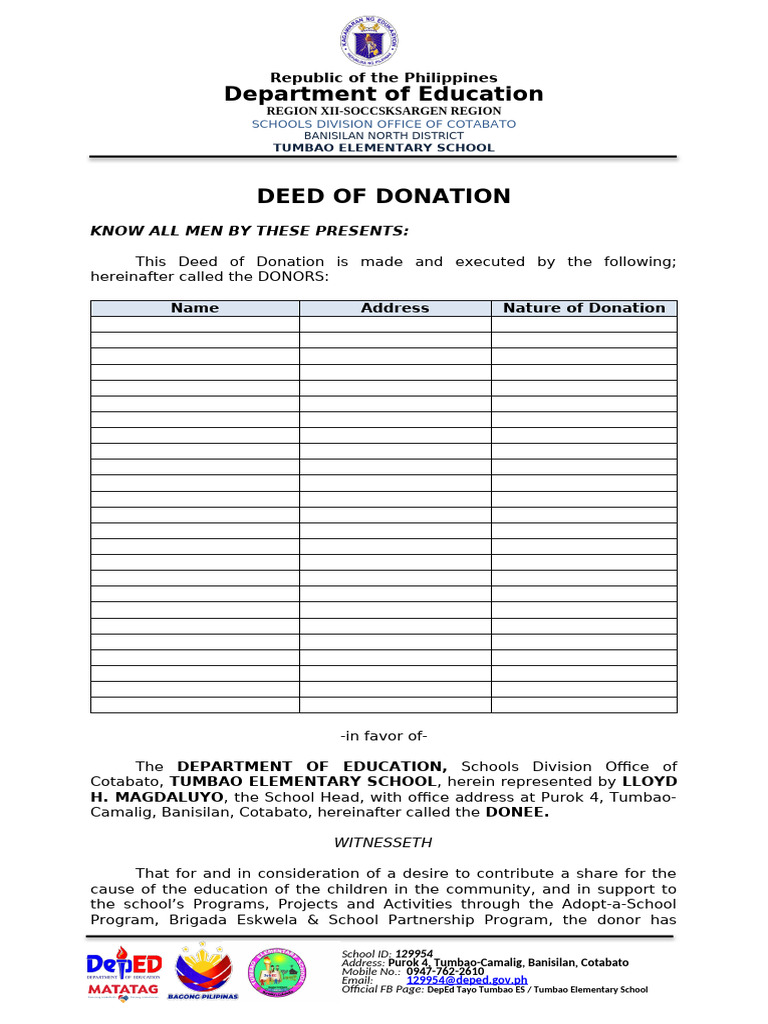 Deed of Donation & Acceptance | PDF | Property Law