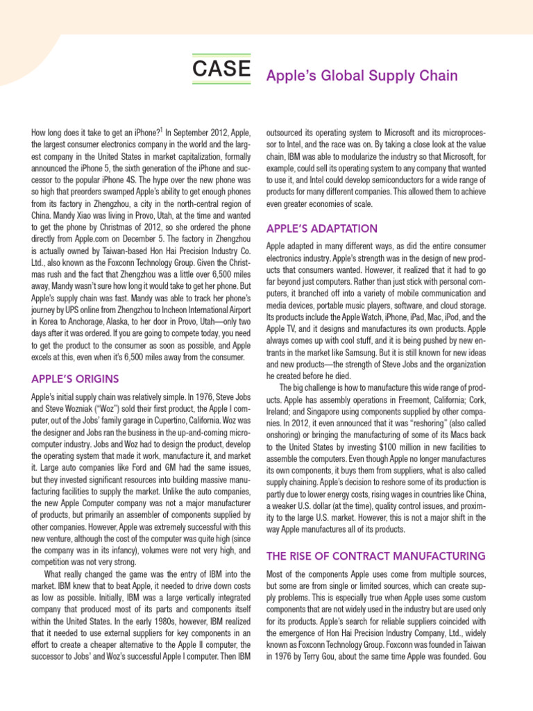 Apple_s Global Supply Chain | PDF | Apple Inc. | Apple Store