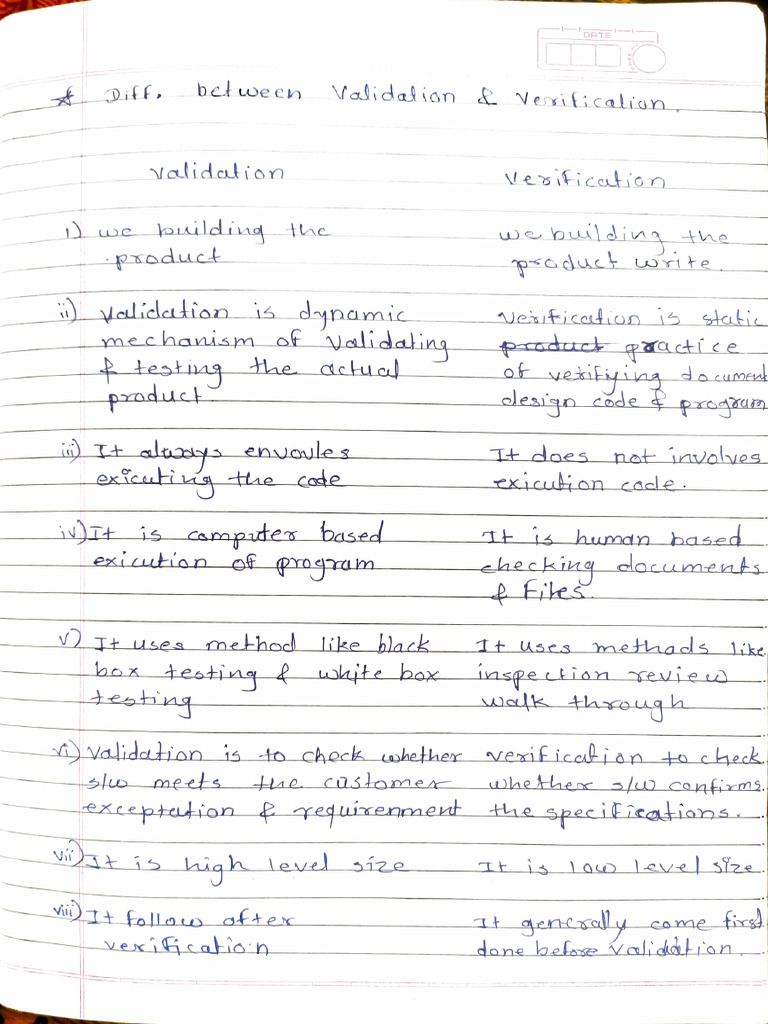 Diff. Validation & Verification | PDF