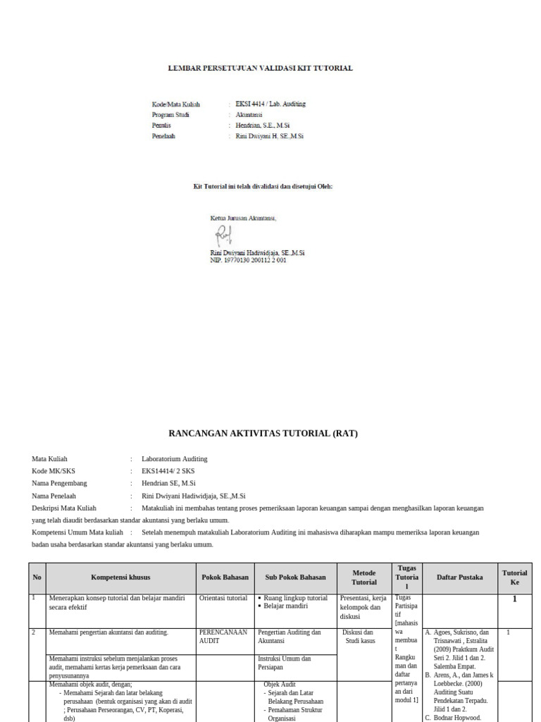 RAT Lab Auditing - Evaluasi | PDF