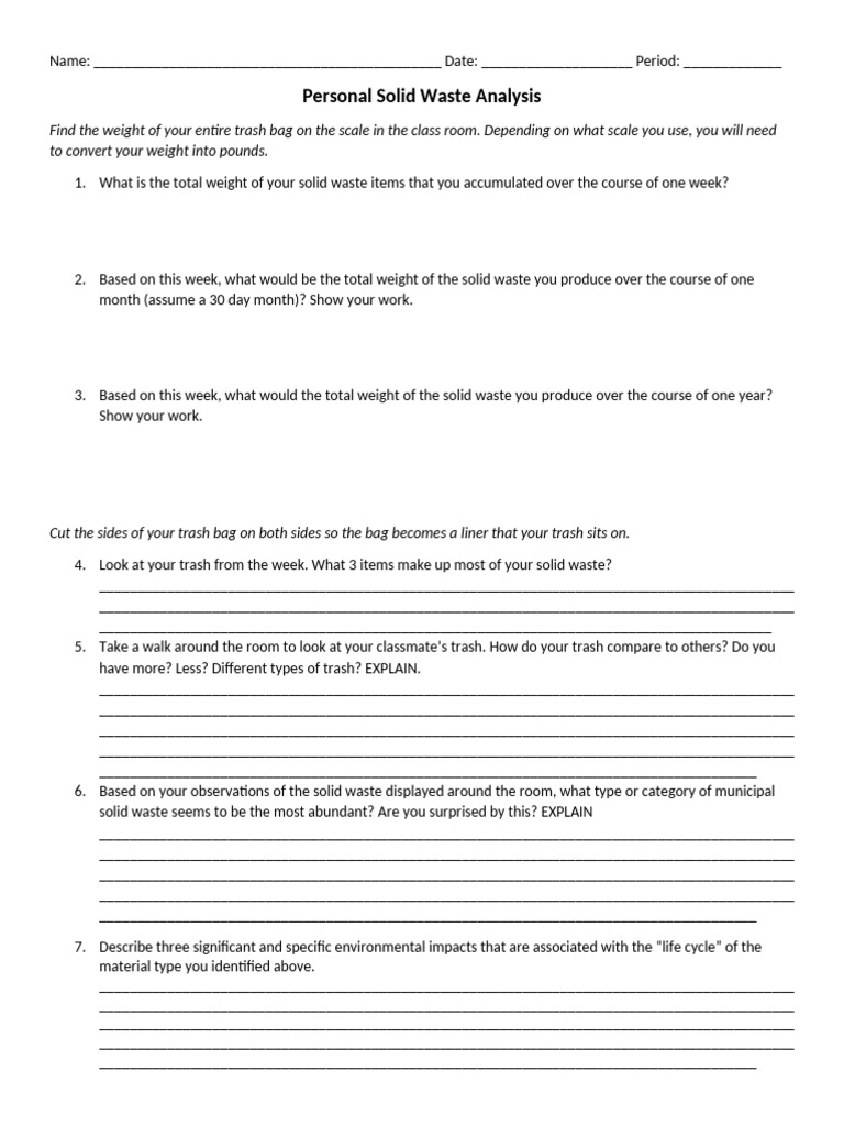 Personal Solid Waste Analysis 2017 | PDF | Waste | Municipal Solid Waste