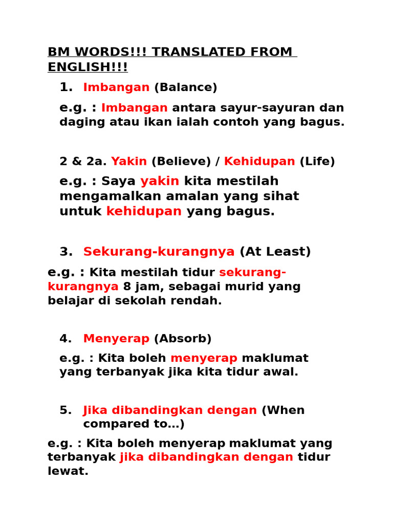 BM Words | PDF | Seni & Disiplin Bahasa