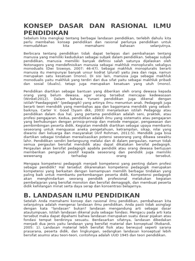 Konsep Dasar Rasional Dan Ilmu Pendidikan | PDF