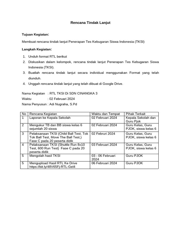 Format RTL Adi Nugraha | PDF